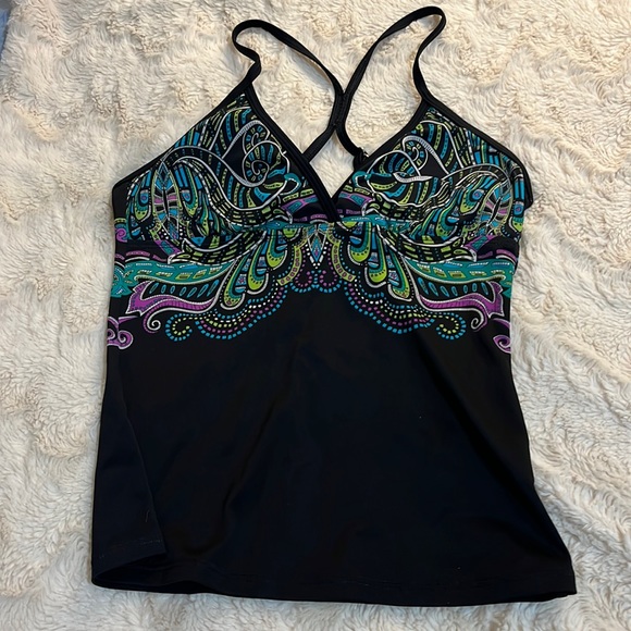 Athleta | Swim | Athleta Tankini Top Blackfloral Print With Removable ...